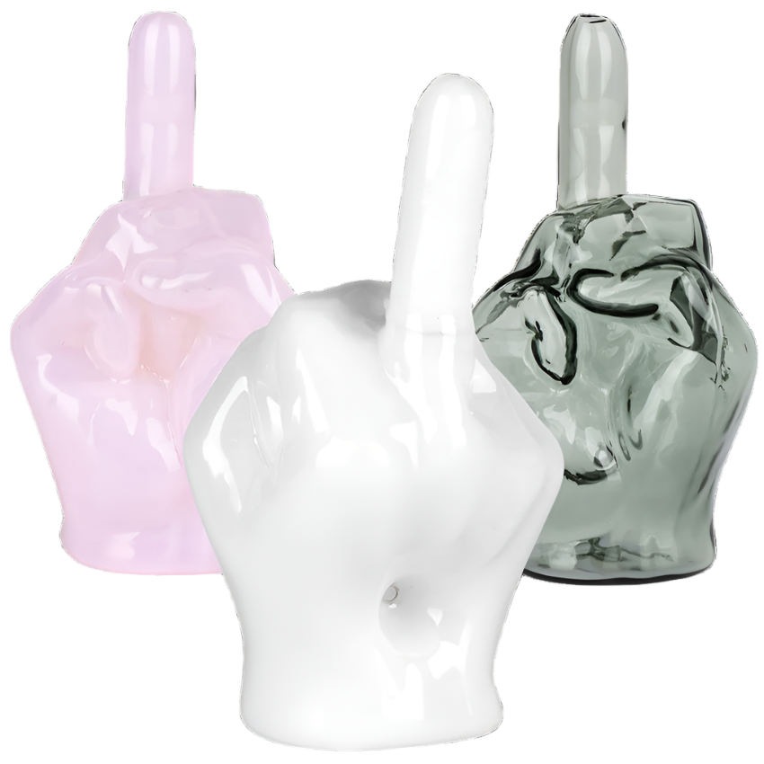 Middle Finger Glass Hand Pipe - Assorted Colors – Emporium Smoke Shop